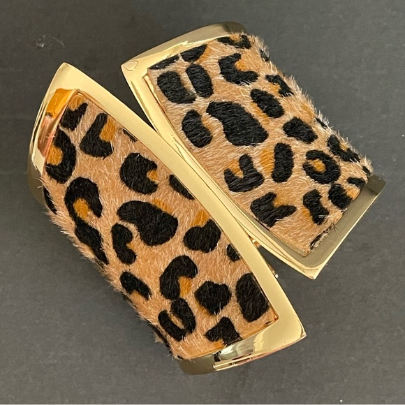 Jewelry | Leopard Print Gold Cuff Bracelet | Poshmark